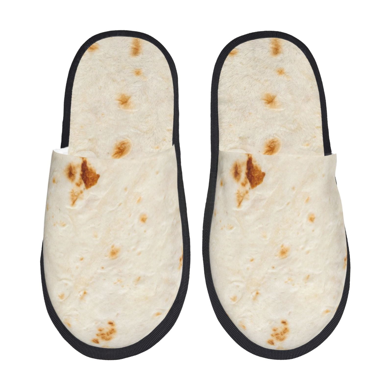 Picia Pita Tortilla Print Women's Fuzzy Fluffy House Slippers Plush ...