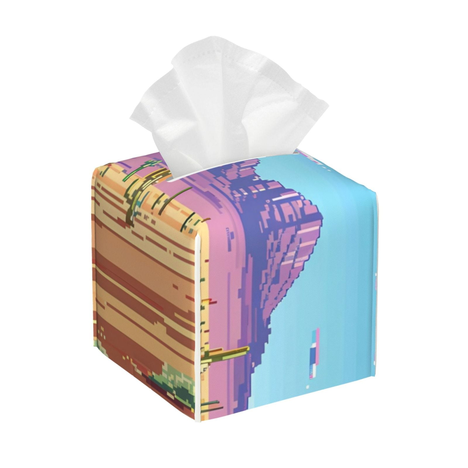 Picia Pixel Desert Landscape Pattern Tissue Box Cover,PVC Leather ...