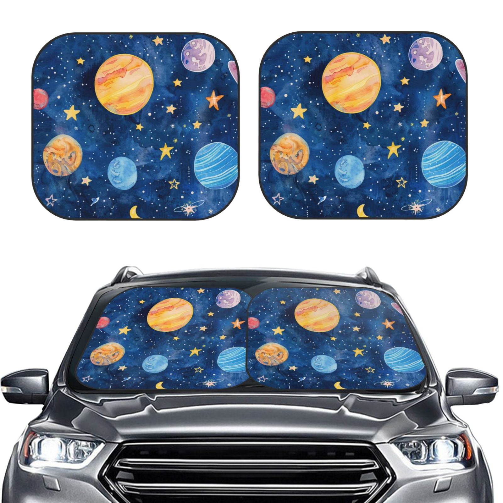 Picia Planets And Stars1 2 Piece Car Windshield Sun Shade Foldable ...