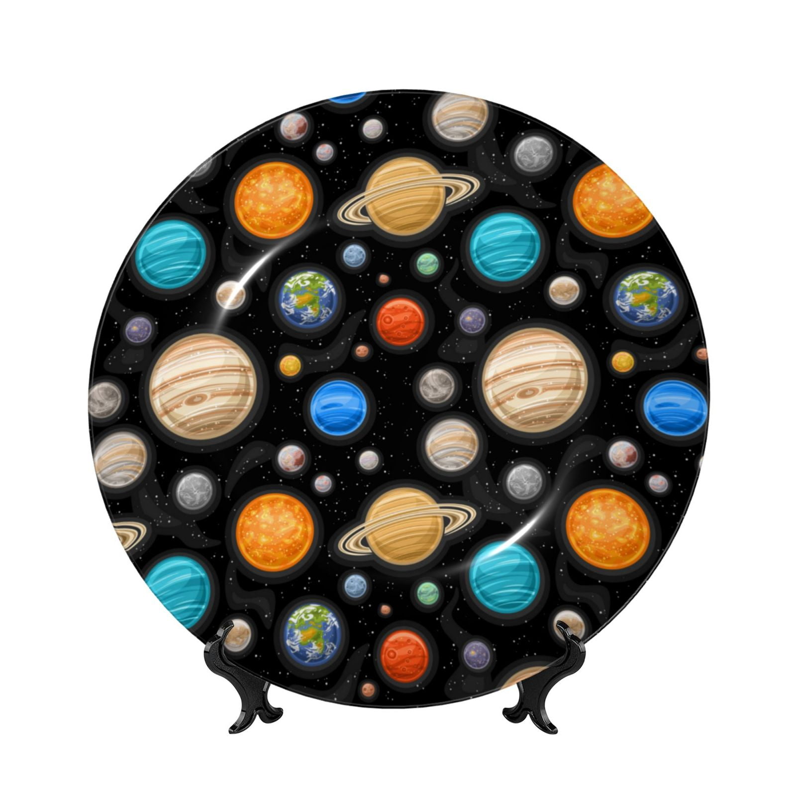 Picia Planets In Deep Space Pattern Bone China Decorative Plate – Wall ...