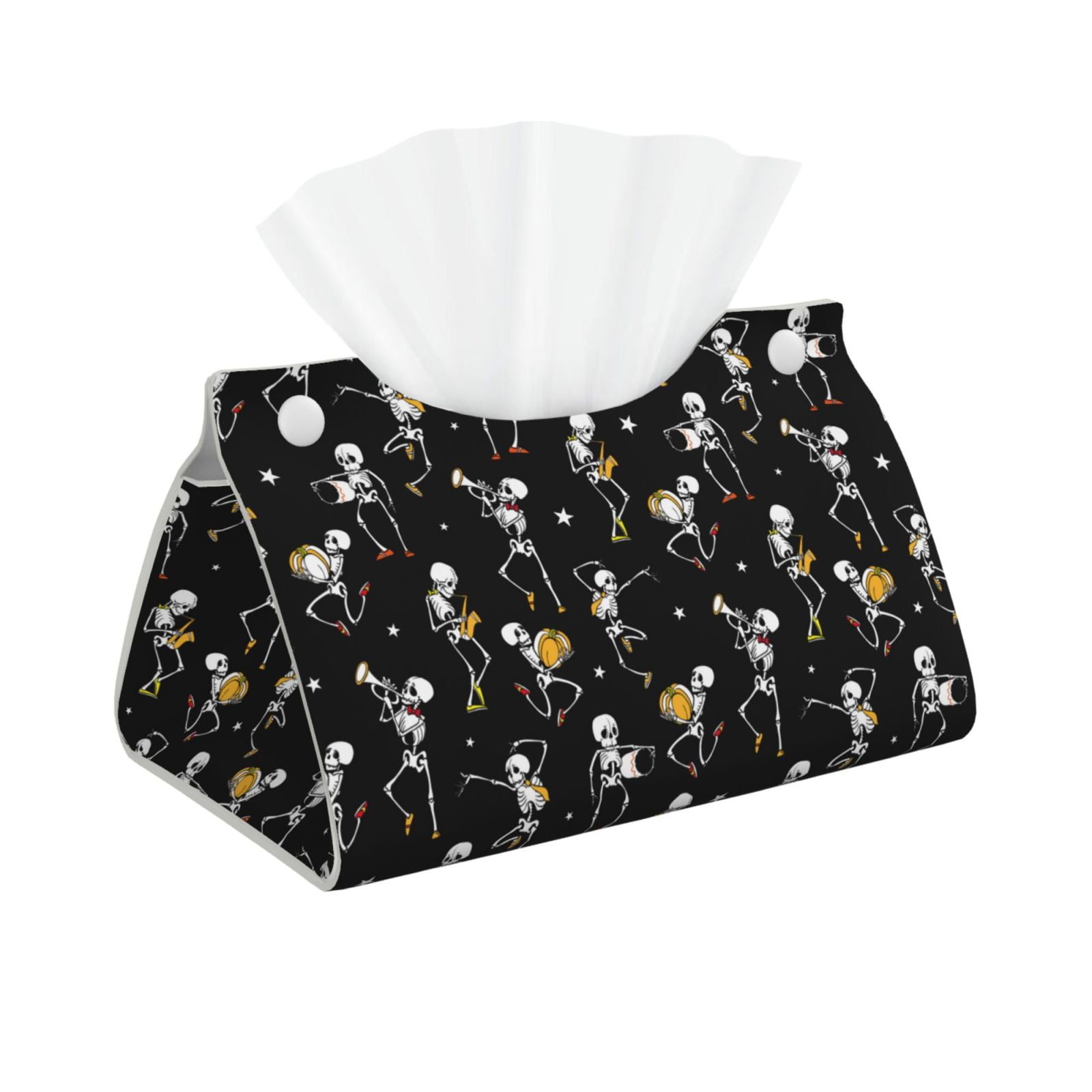 Picia Playing Music Skeletons Pattern Long Tissue Box Cover,PVC Leather ...