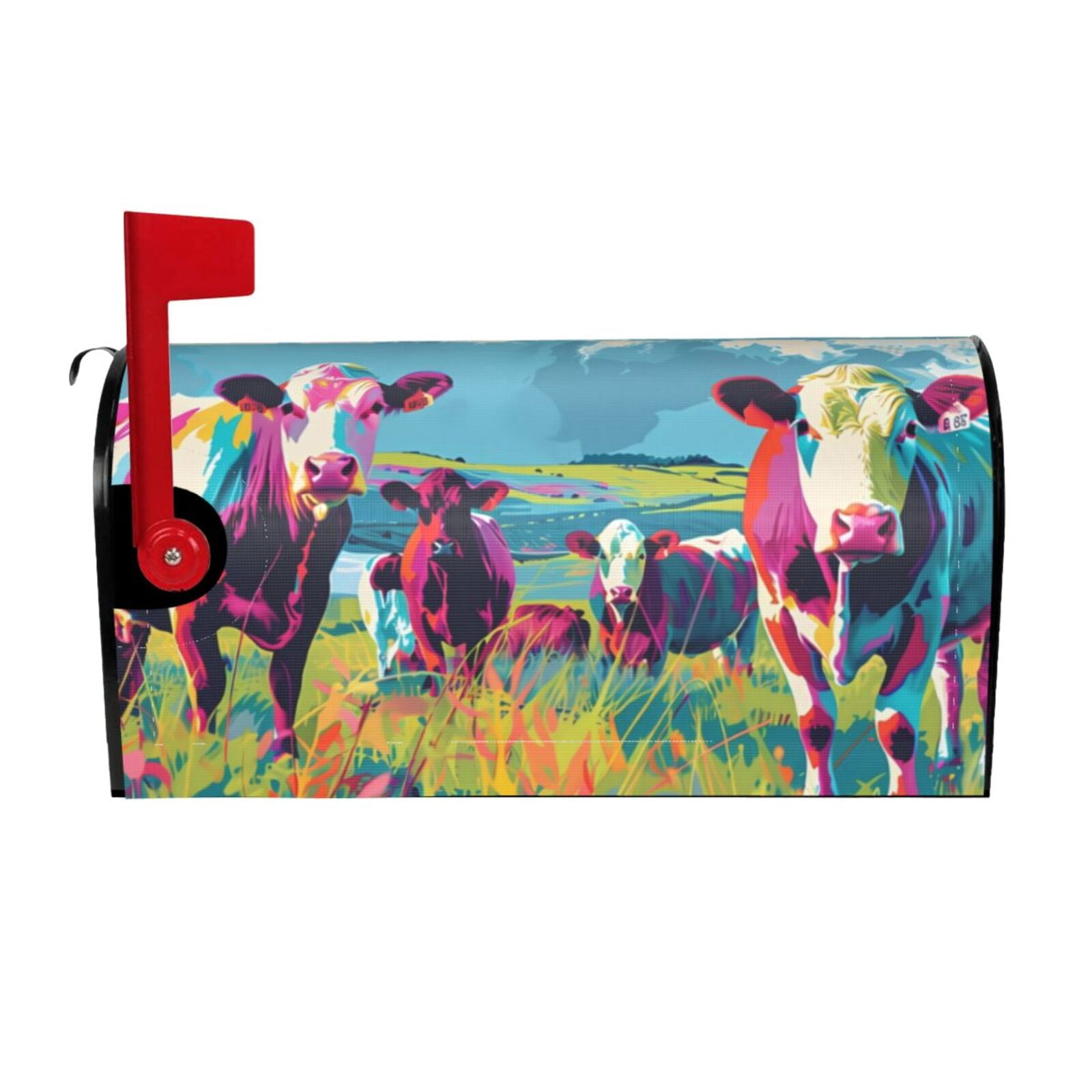 Picia Pop Art Colorful Cows Magnetic Mailbox Cover Standard Size-21x18 ...