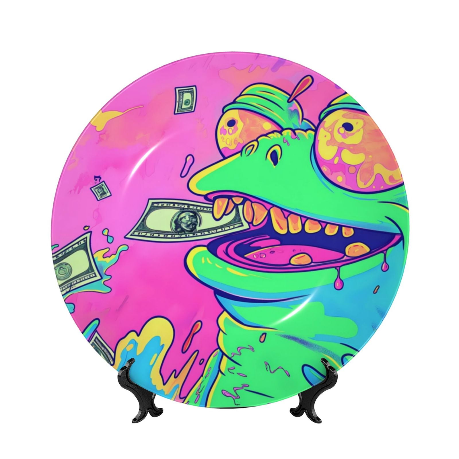 Picia Psychedelic Cartoon Frog Pattern Bone China Decorative Plate ...