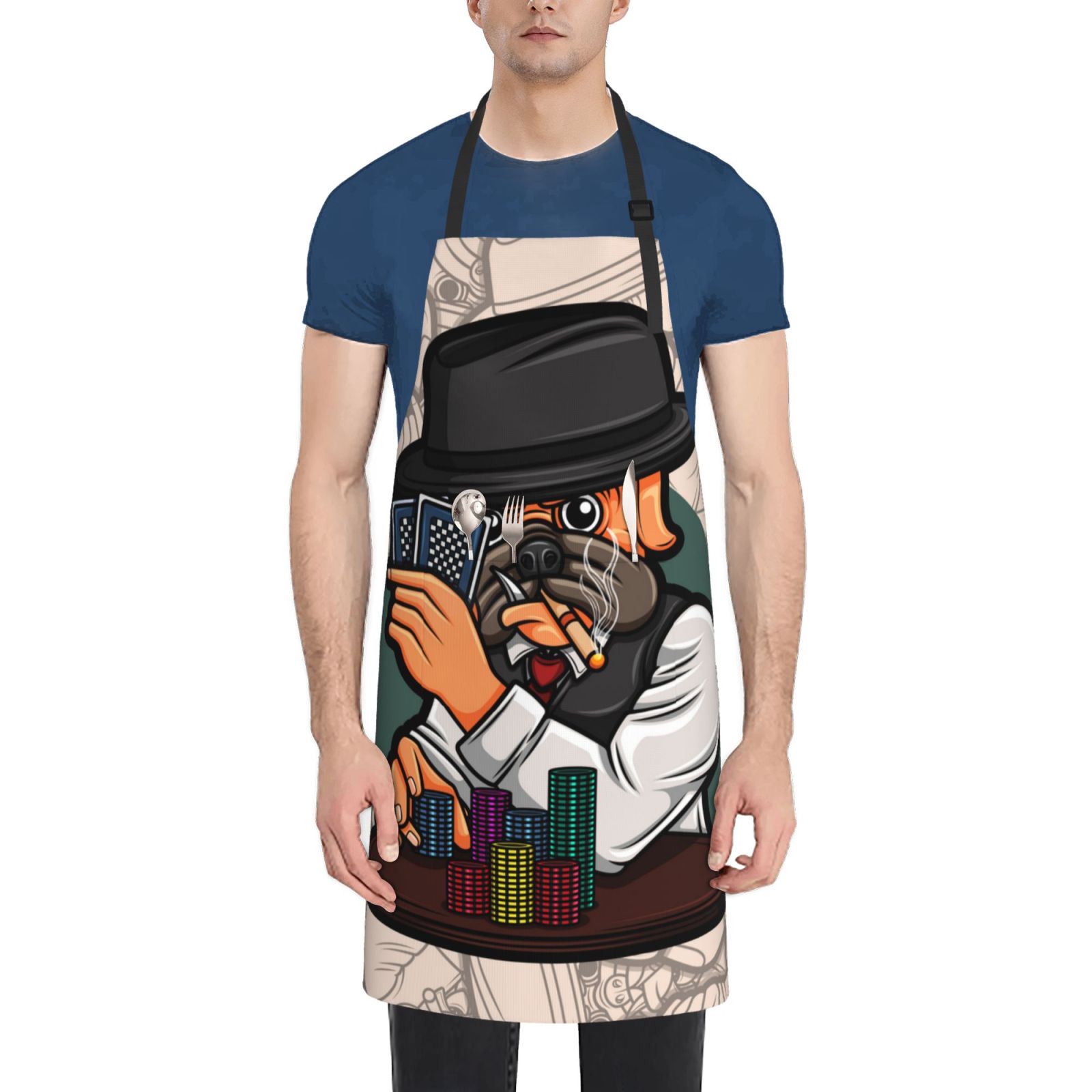 Picia Pug Dog Waterproof Apron for Unisex Adult - Adjustable Bib Apron ...