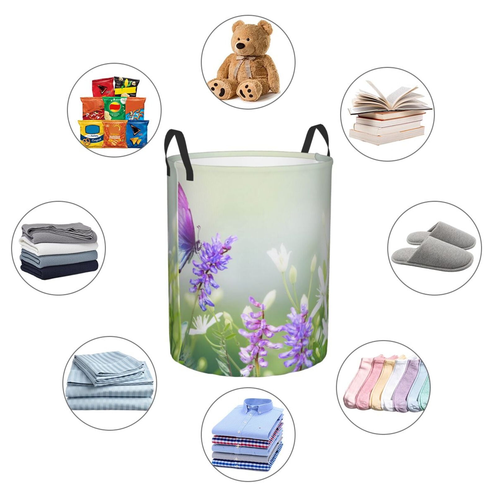 Picia Purple Butterfly On Wild Large Laundry Basket, Waterproof ...