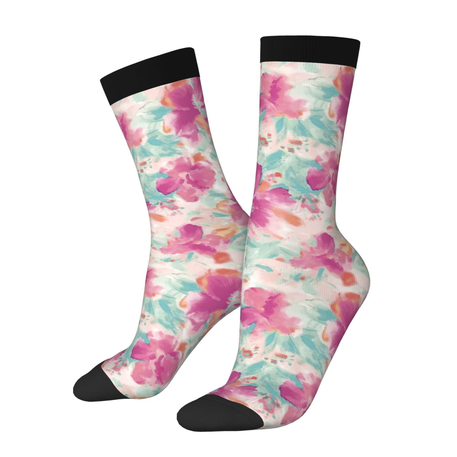 Picia Purple Watercolor Flowers Print Athletic Socks for Men & Women ...