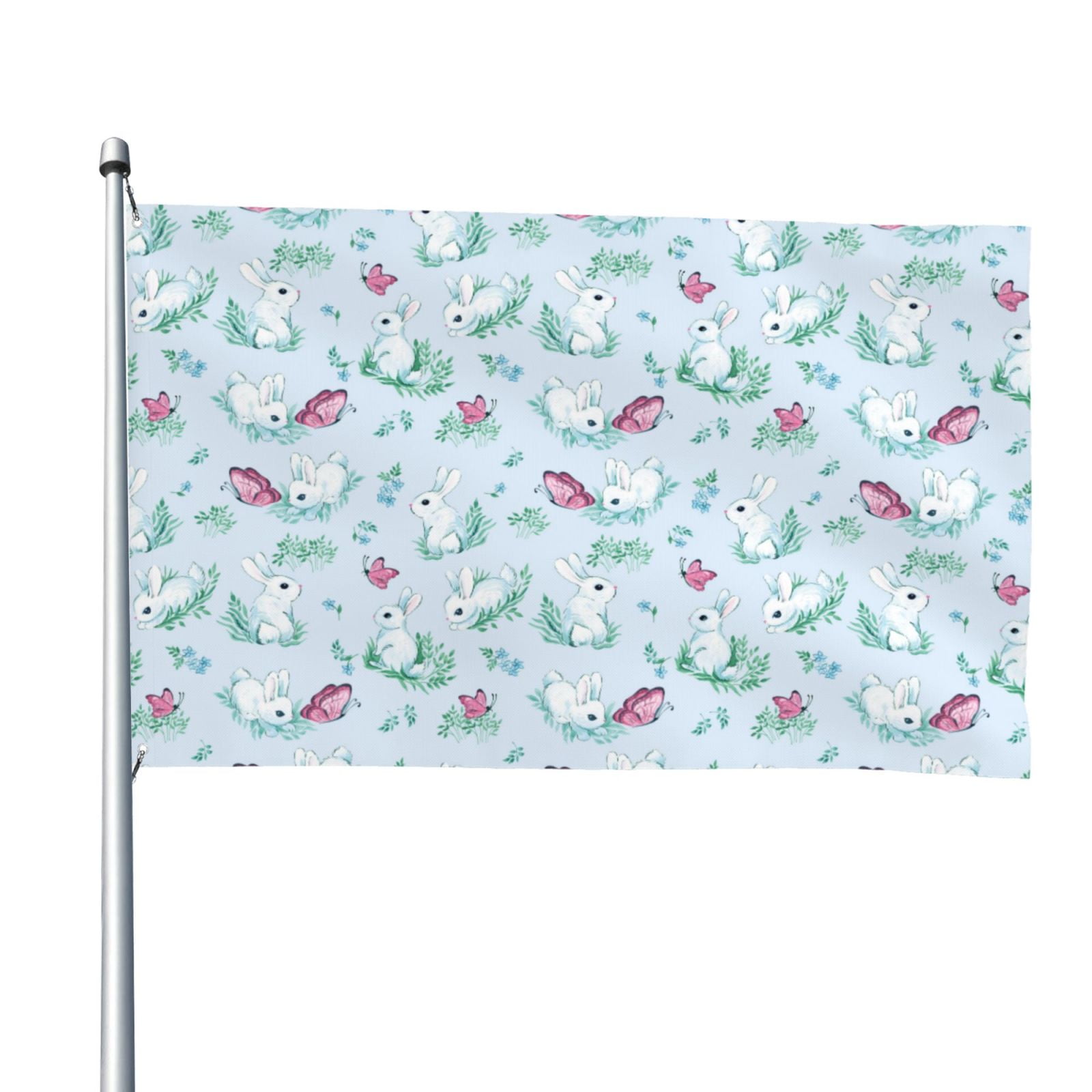 Picia Rabbit And Butterfly Printed Flag ,Rabbit And Butterfly Pattern ...