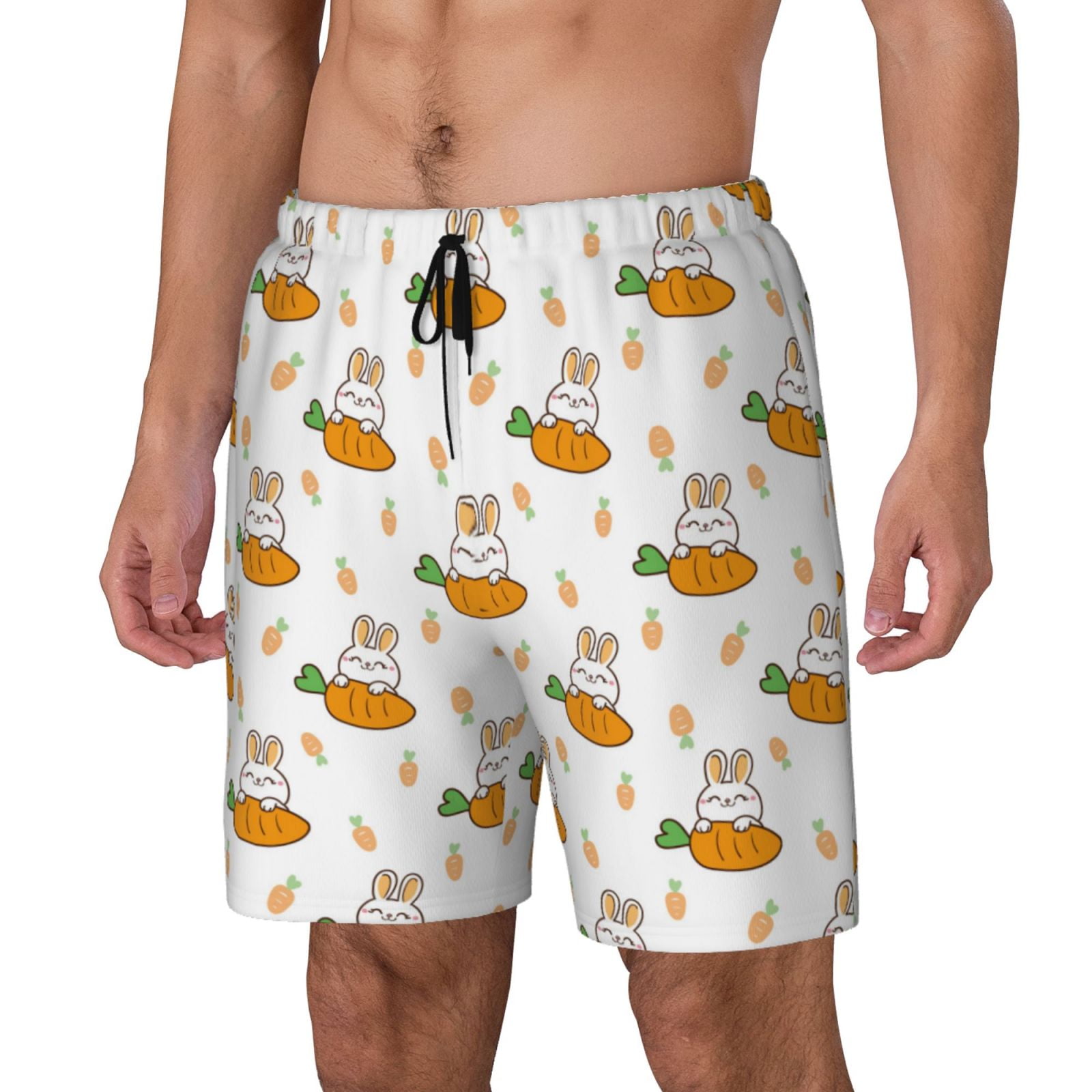 Picia Rabbit And Carrot pattern Mens Swim Trunks with Compression Liner ...