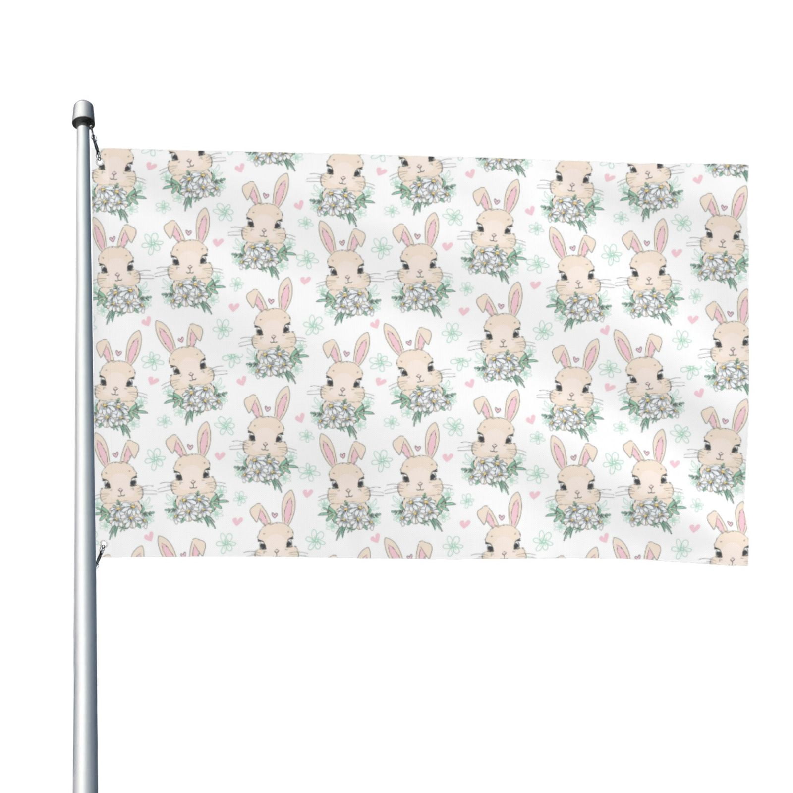 Picia Rabbit And Flower Printed Flag ,Rabbit And Flower Pattern Garden ...