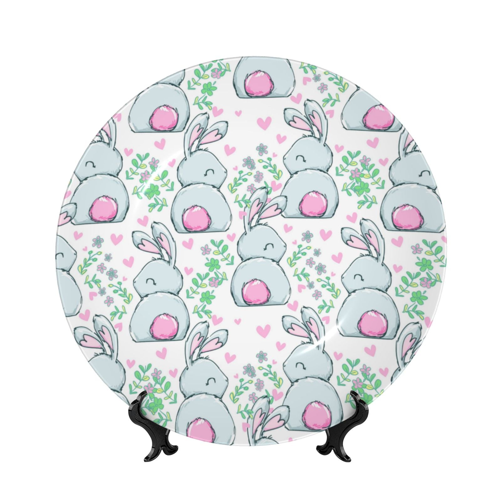 Picia Rabbit Back View Pattern Bone China Decorative Plate – Wall Decor ...