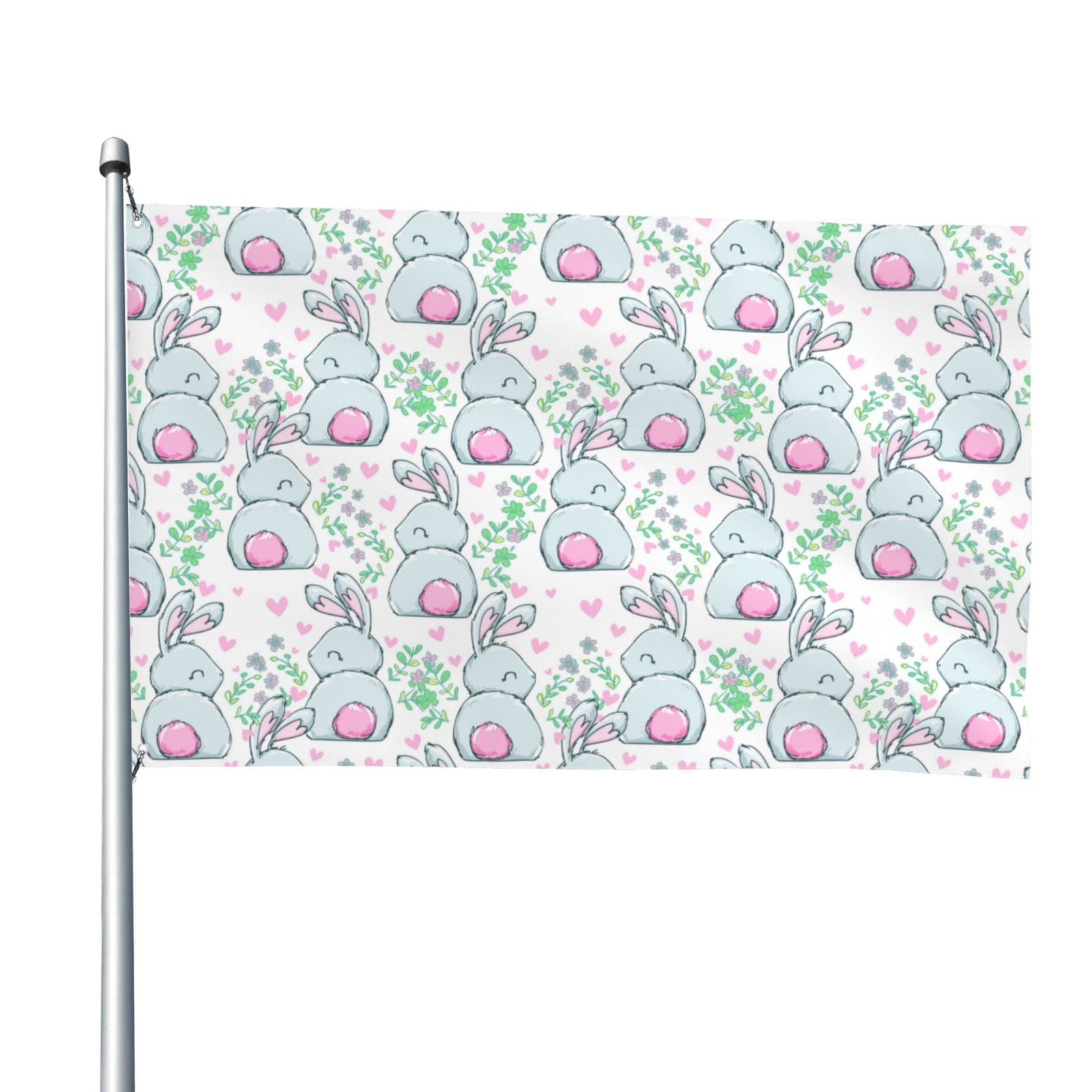 Picia Rabbit Back View Printed Flag ,Rabbit Back View Pattern Garden ...