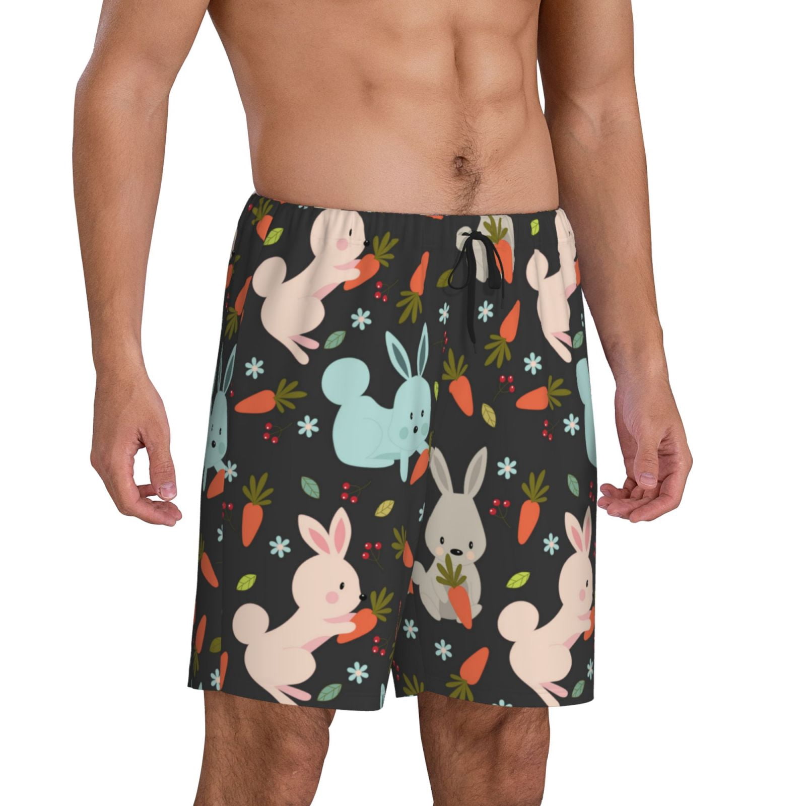 Picia Rabbit Is Eating Carrots Pajama Shorts for Men, Men's Pajama ...