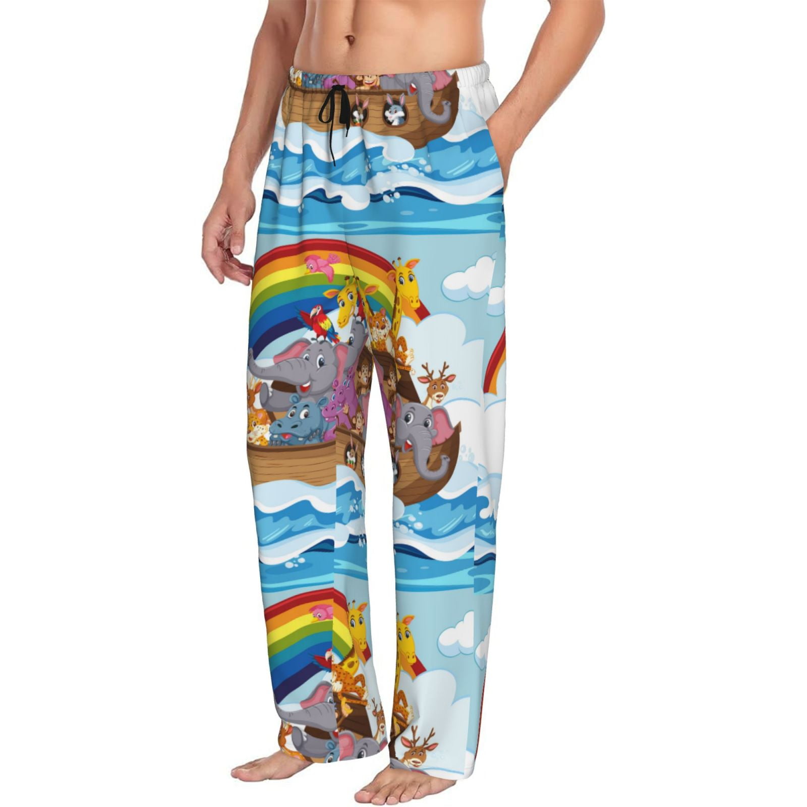 Picia Rainbow Animals on Noah's Ark Mens Soft Woven Cotton Elastic ...