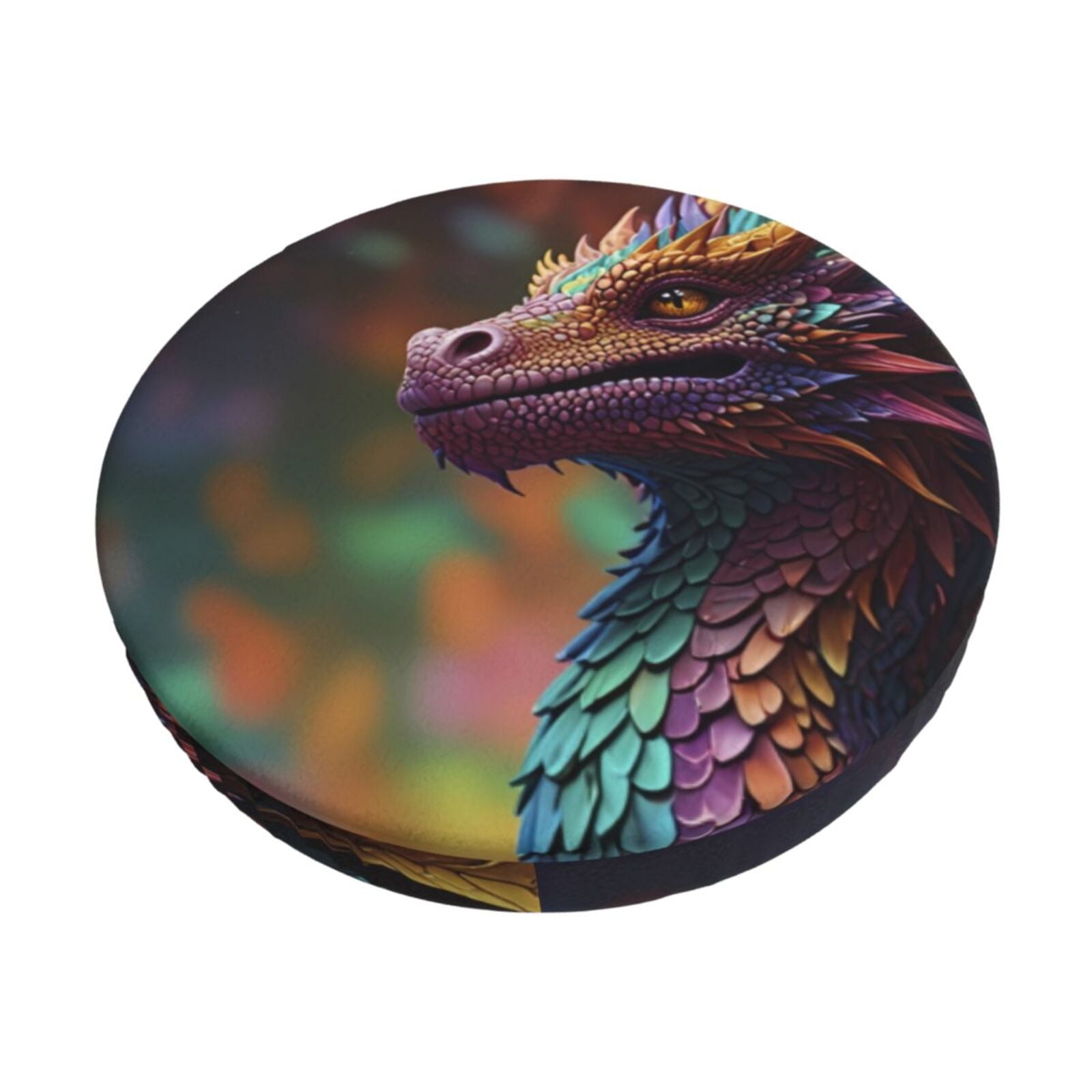 Picia Rainbow Scales Fantasy Dragon Pattern Round Stool Covers Comfy ...