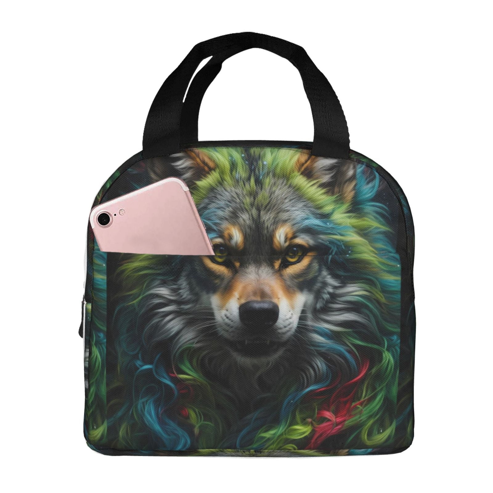 Picia Realistic Style Colorful Wolf Printed Lunch box Lunch bag for Men ...