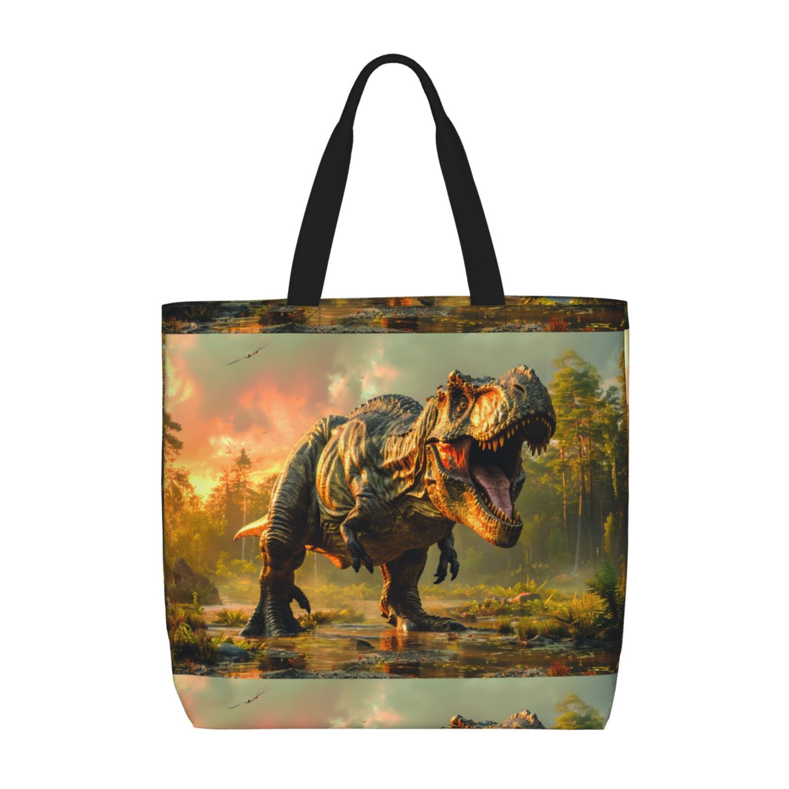 Picia Realistic Style Forest Dinosaur for Tote Bag for Women with ...