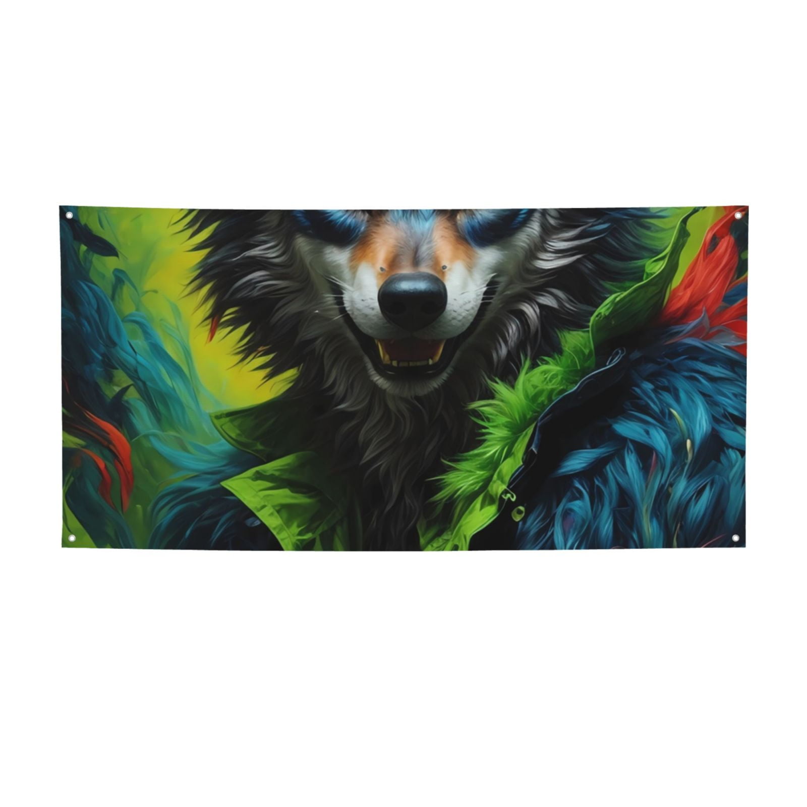 Picia Realistic Style Wolf Warrior Pattern Party Banner, Festive ...