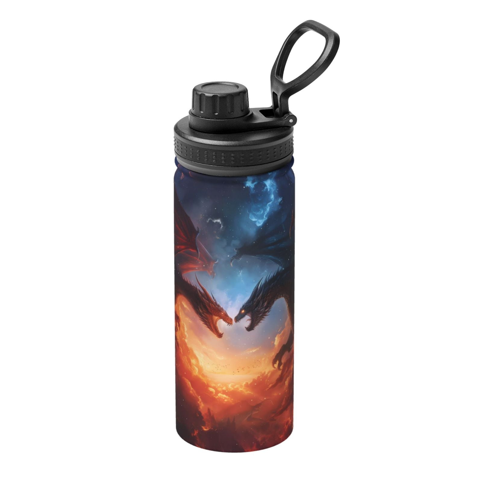 Picia Red And Blue Fire Cloud Dragon Pattern Water Bottle 18 oz ...