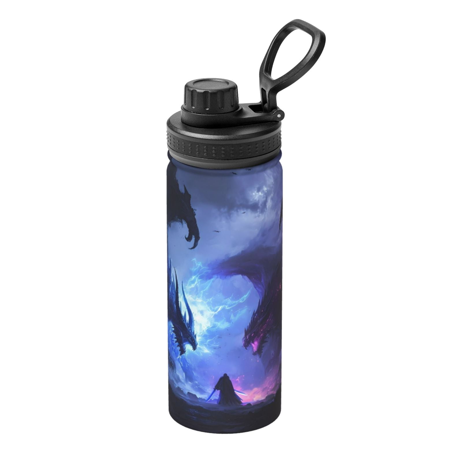 Picia Red And Blue Fire Dragon Pattern Water Bottle 18 oz Stainless ...