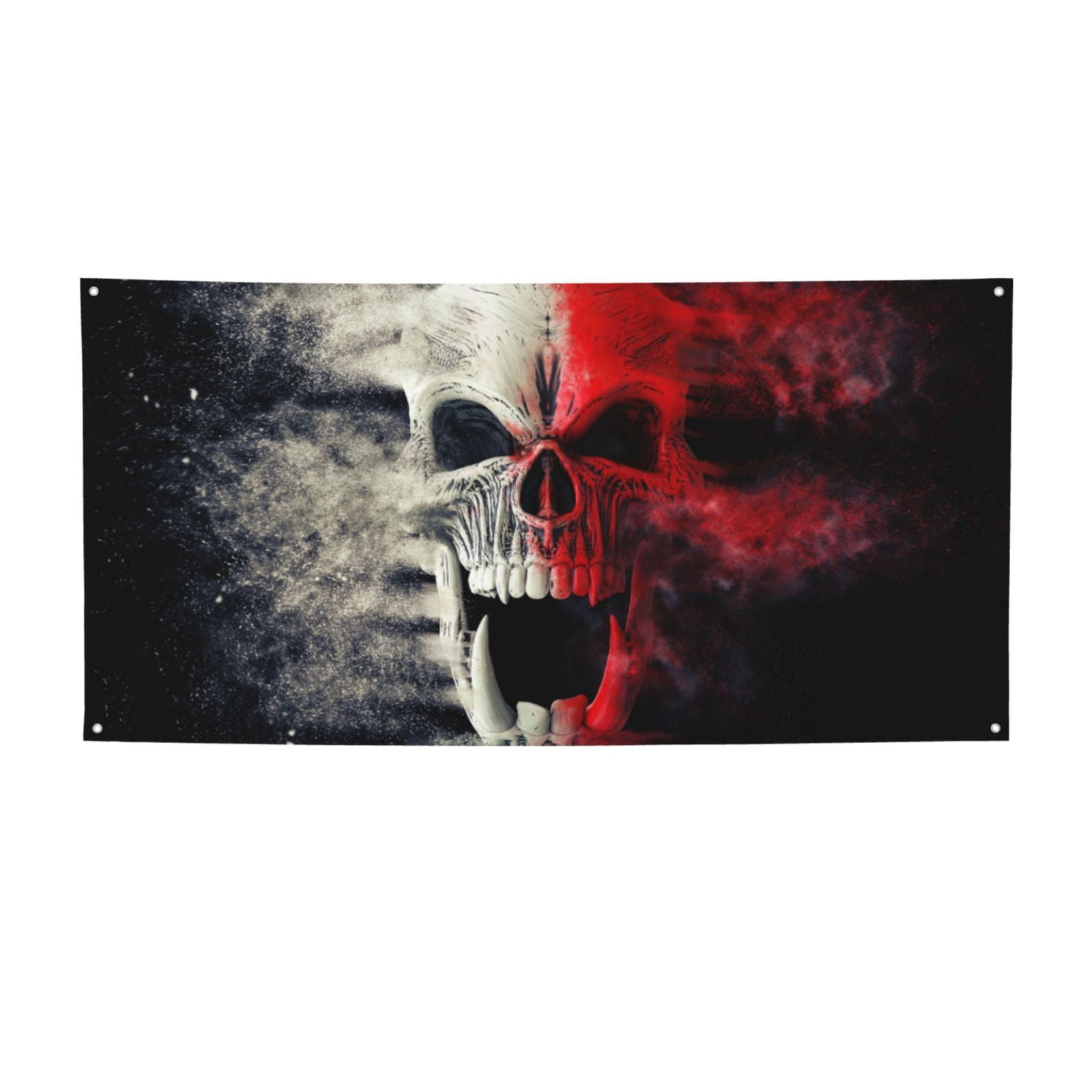 Picia Red And White Screaming Demon Skull Pattern Party Banner, Festive ...