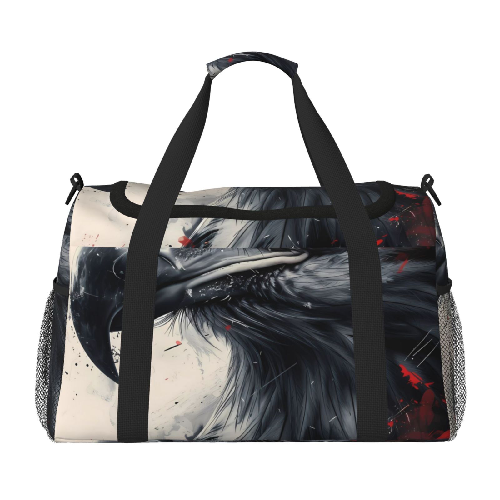 Picia Red Black Ink Style Bald Eagle Print Travel Duffle Bag,Weekender ...