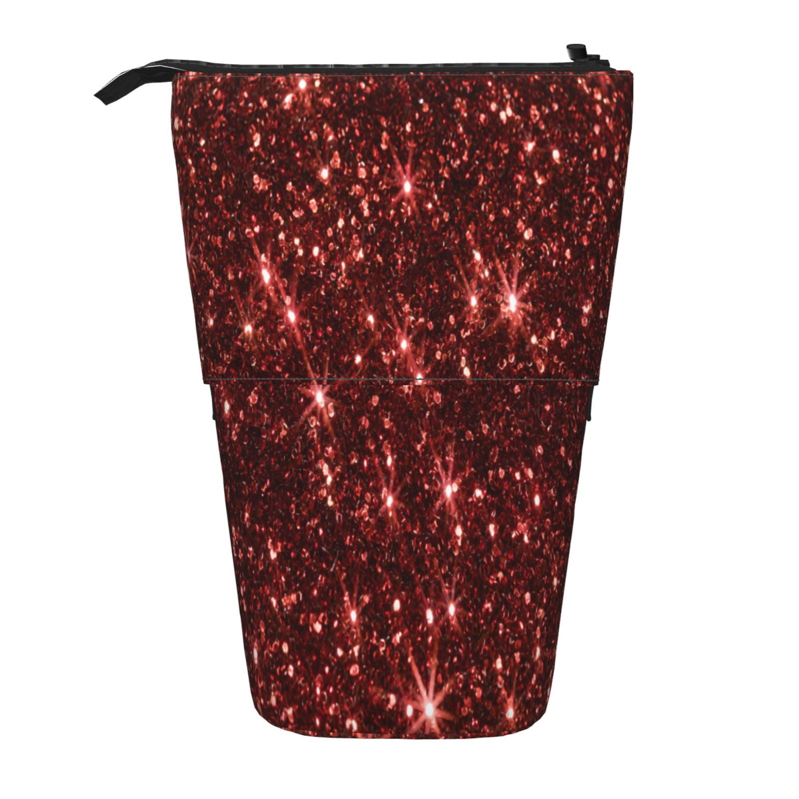 Picia Red Glitter Texture Print Telescopic Pencil Case, Telescopic Pen ...