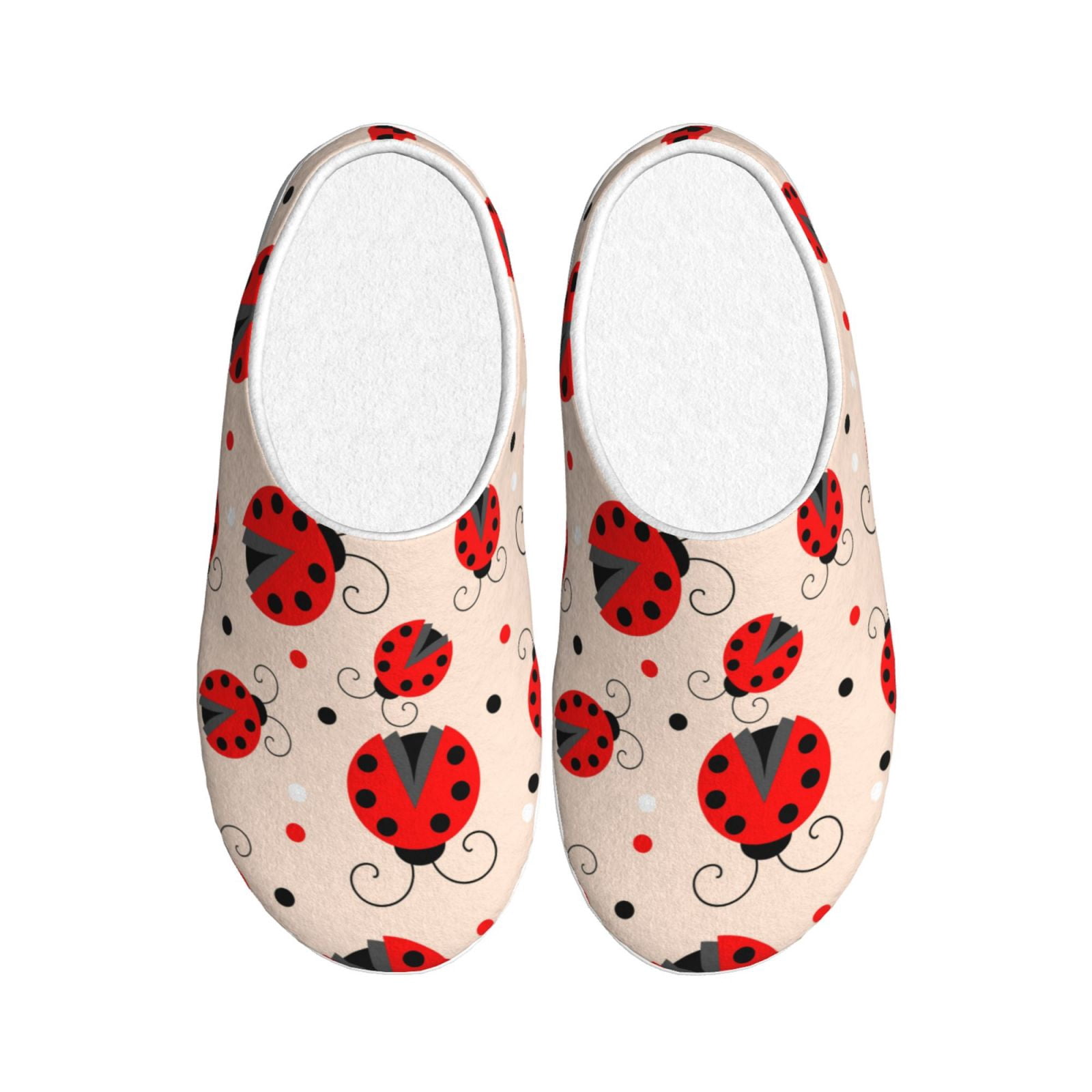 Picia Red Ladybug for Women's Lamb-hug Comfy Fleece House Slippers ...