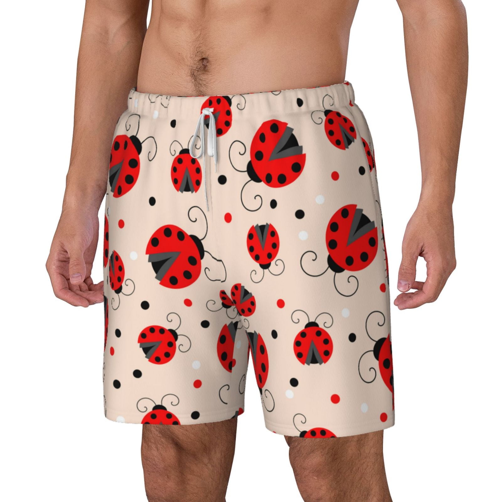Picia Red Ladybug pattern Mens Swim Trunks with Compression Liner ...