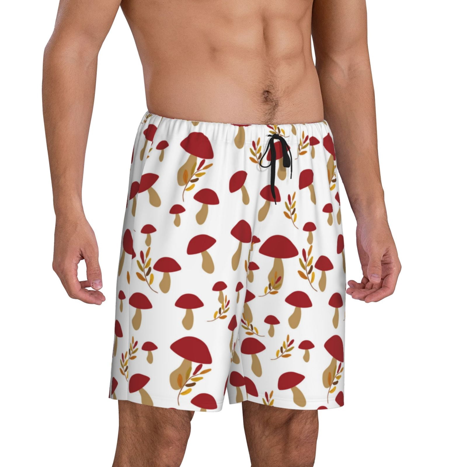Picia Red Mushroom Pajama Shorts for Men, Men's Pajama Bottoms ...