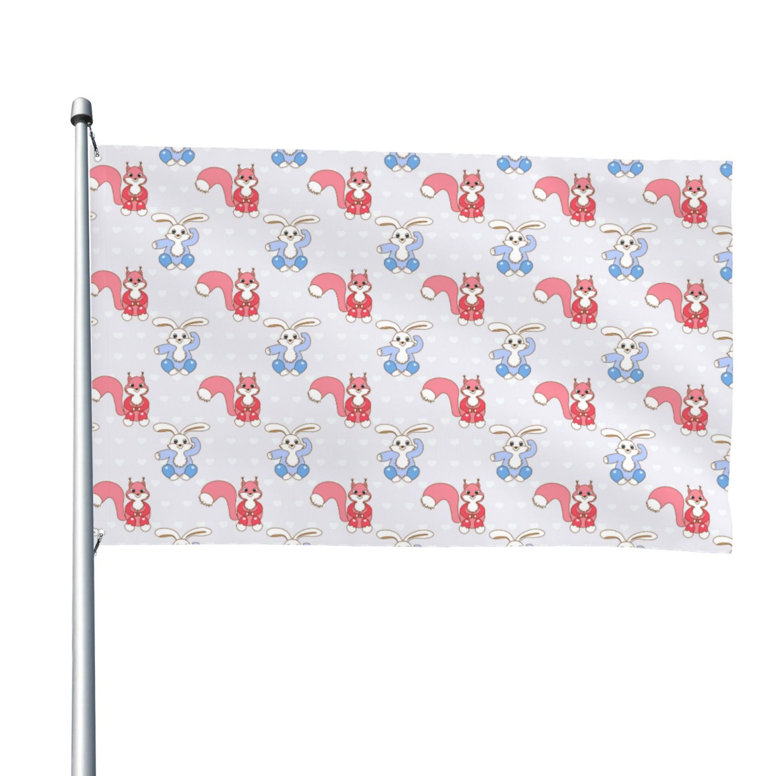 Picia Red Squirrel And Blue Rabbit Printed Flag ,Red Squirrel And Blue ...