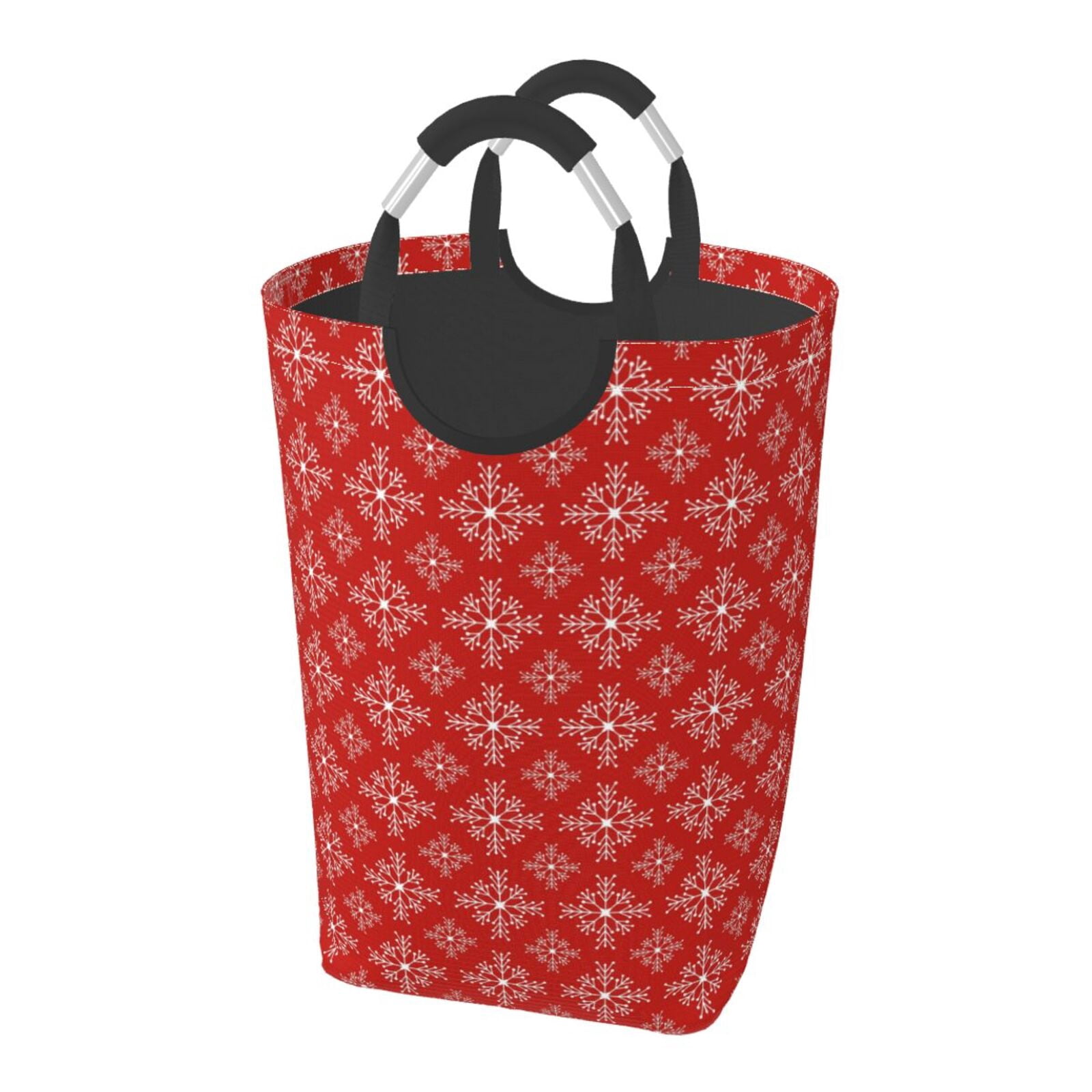 Picia Red White Snowflakes Laundry Basket With Handles Laundry Hamper ...