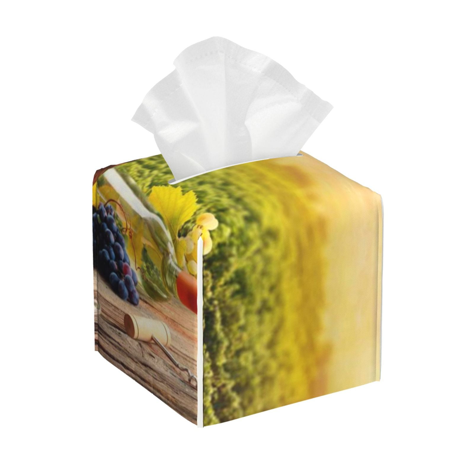 Picia Red Wine Glasses Pattern Tissue Box Cover,PVC Leather Square ...