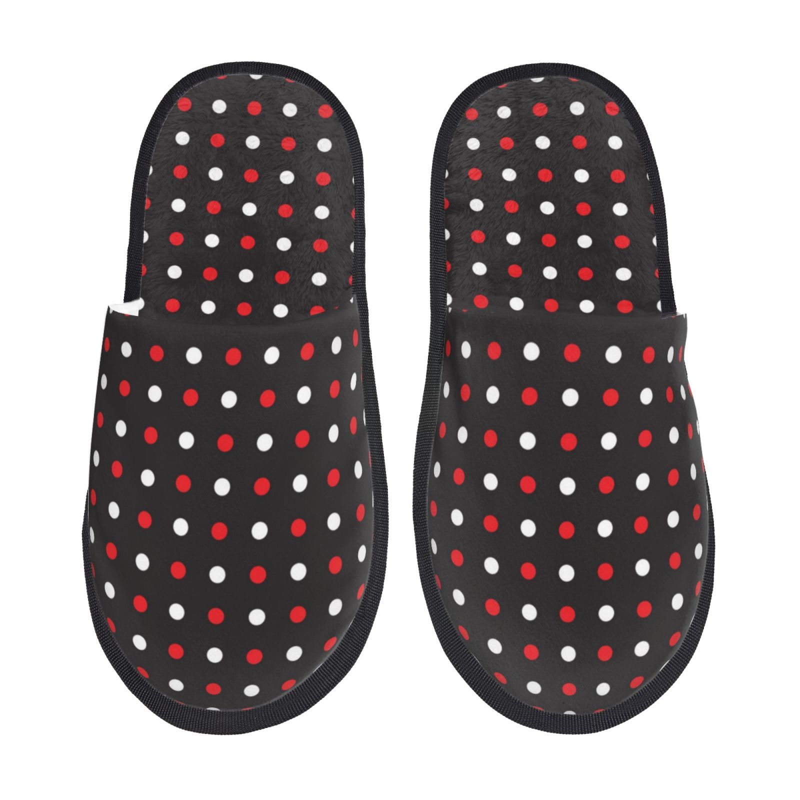Picia Red and white polka dots Print Women's Fuzzy Fluffy House ...