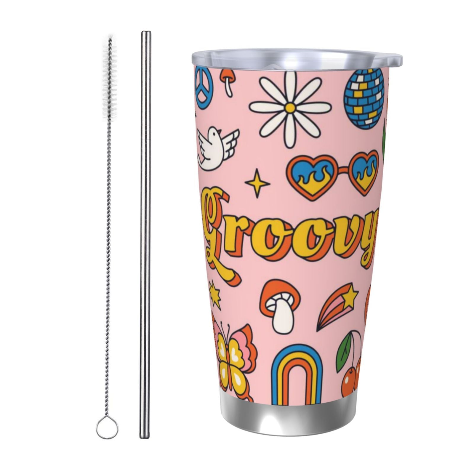Picia Retro 70s Hippie Pattern 20 oz Tumbler Stainless Steel Vacuum ...