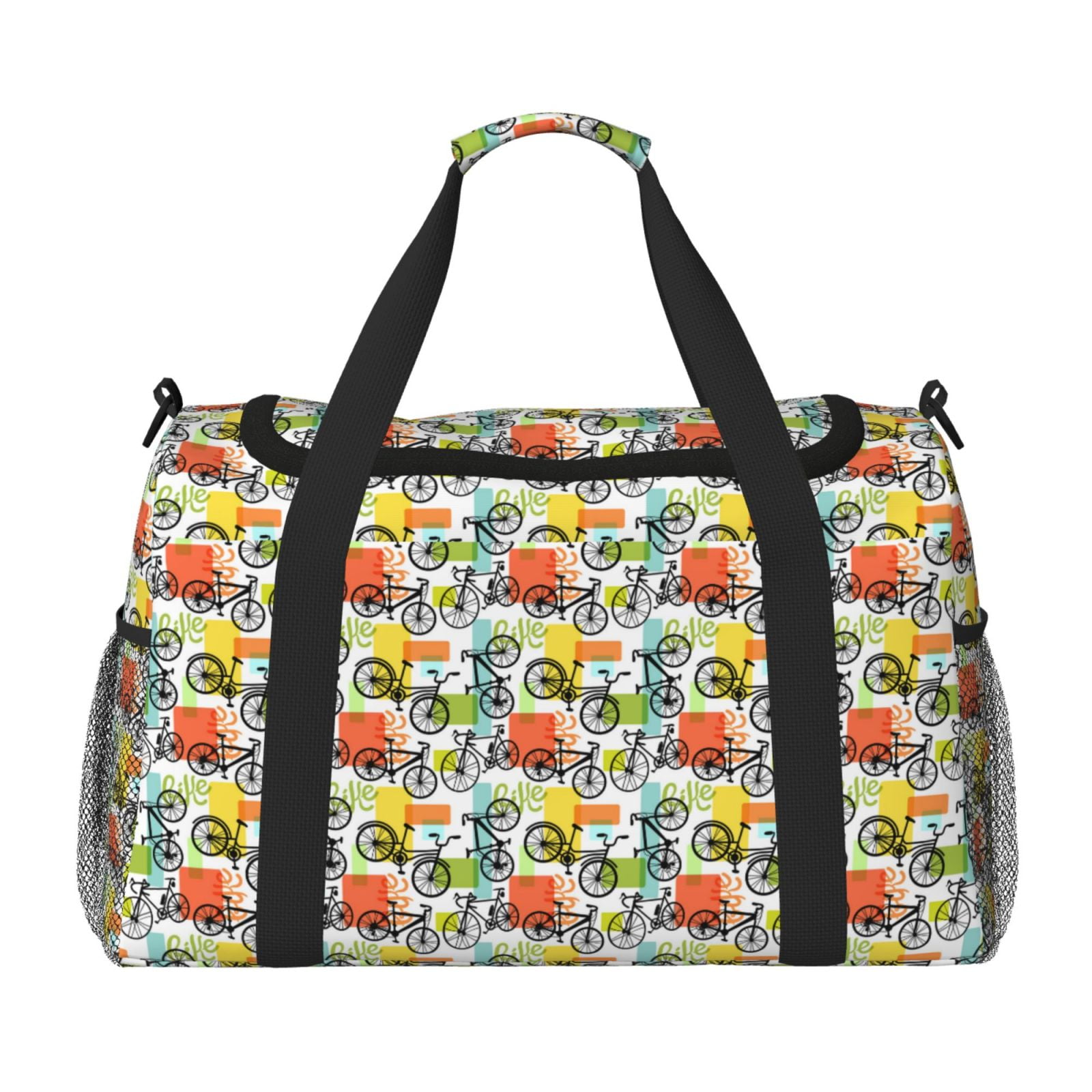 Picia Retro Bike Print Travel Duffle Bag,Weekender Bags for Women with ...