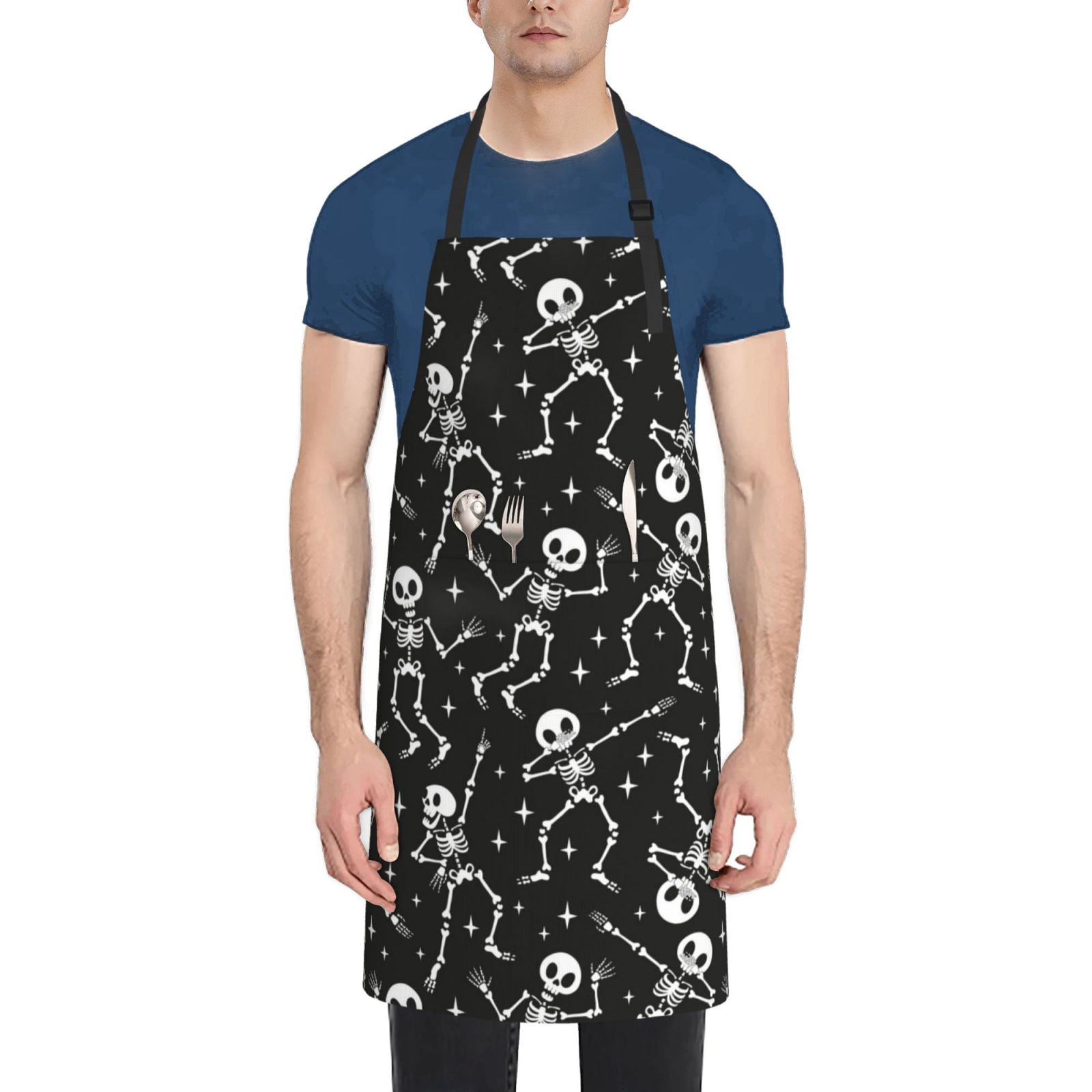 Picia Retro Skeleton Dancing On Halloween Party Waterproof Apron for ...