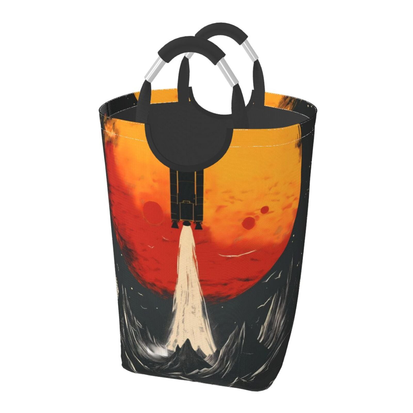 Picia Retro Space Rocket Launch Laundry Basket With Handles Laundry ...