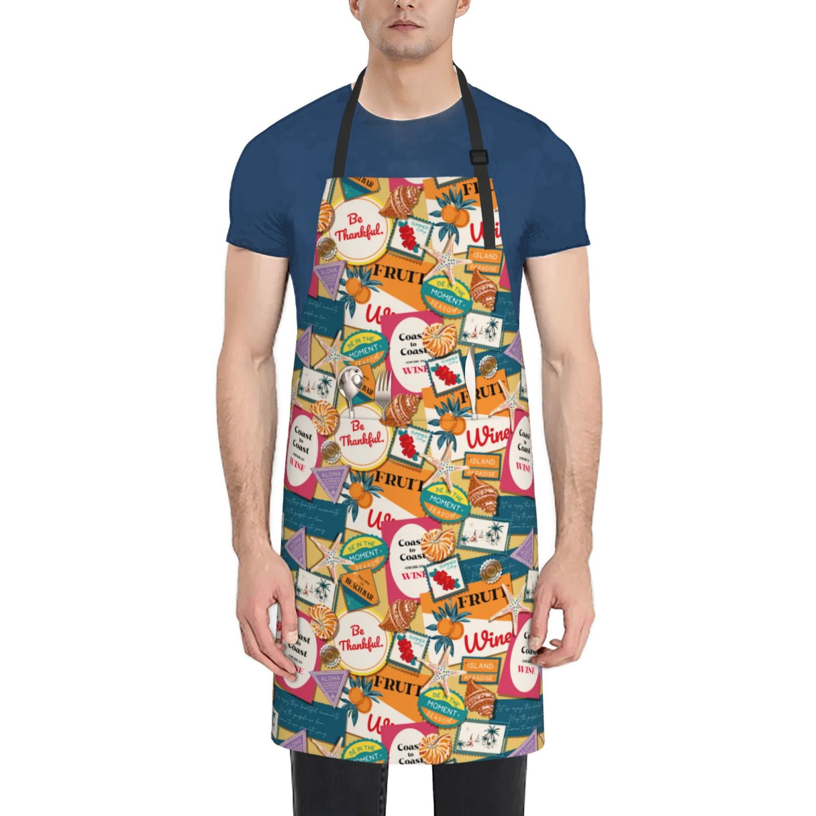 Picia Retro Summer Stamp Waterproof Apron for Unisex Adult - Adjustable ...
