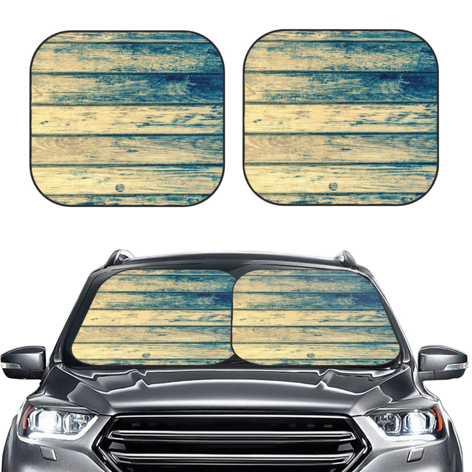 Picia Retro Wooden 2 Piece Car Windshield Sun Shade Foldable | Foldable ...