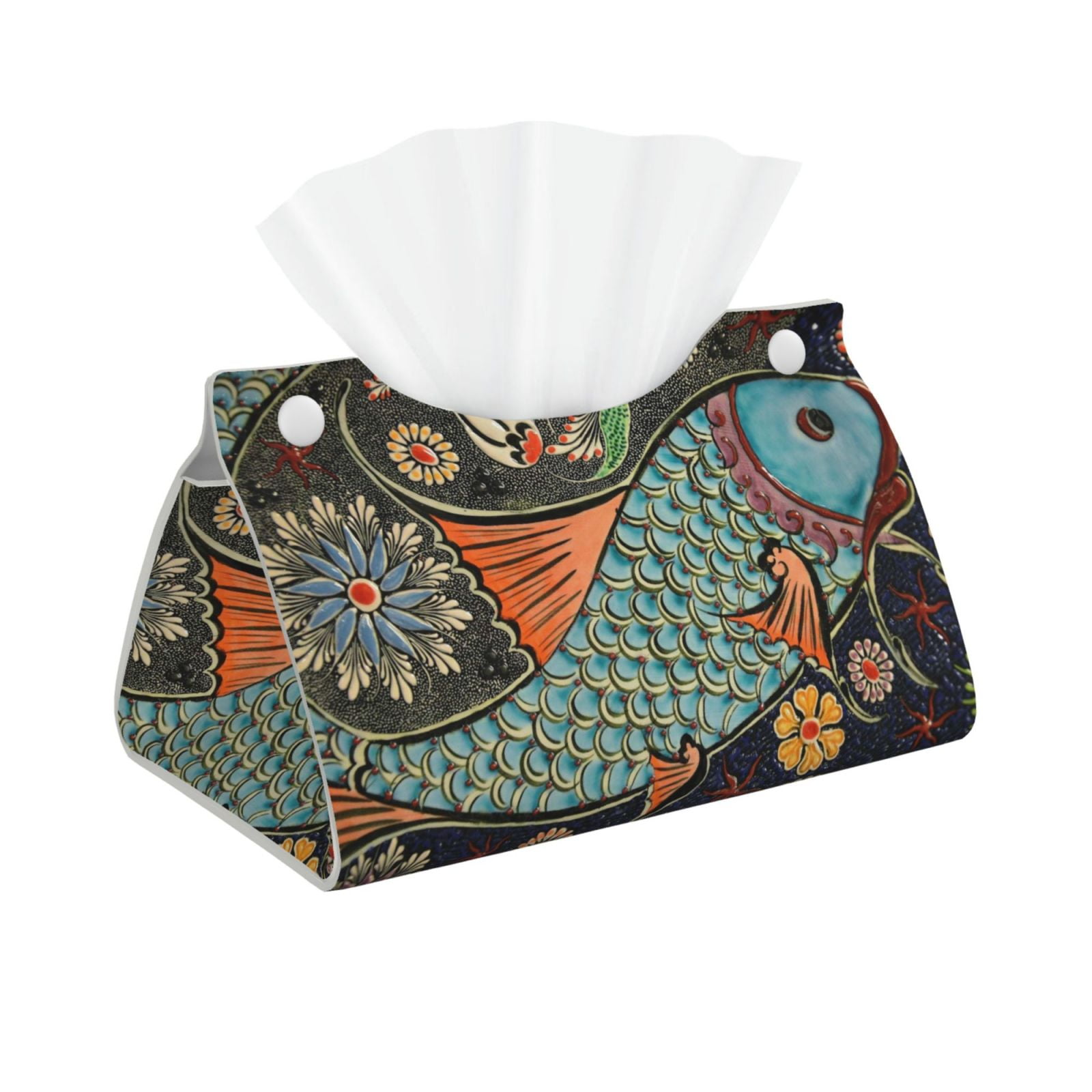 Picia Rich Fish Pattern Long Tissue Box Cover,PVC Leather Triangle ...