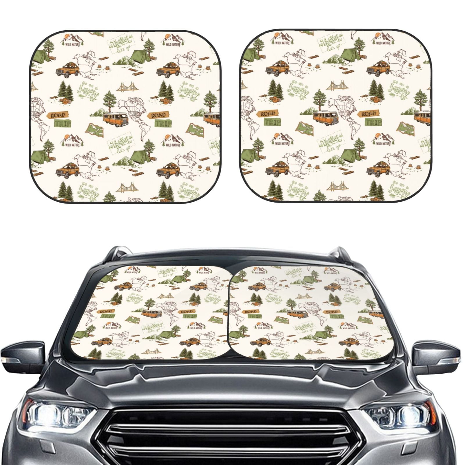 Picia Road Trip 2 Piece Car Windshield Sun Shade Foldable | Foldable ...