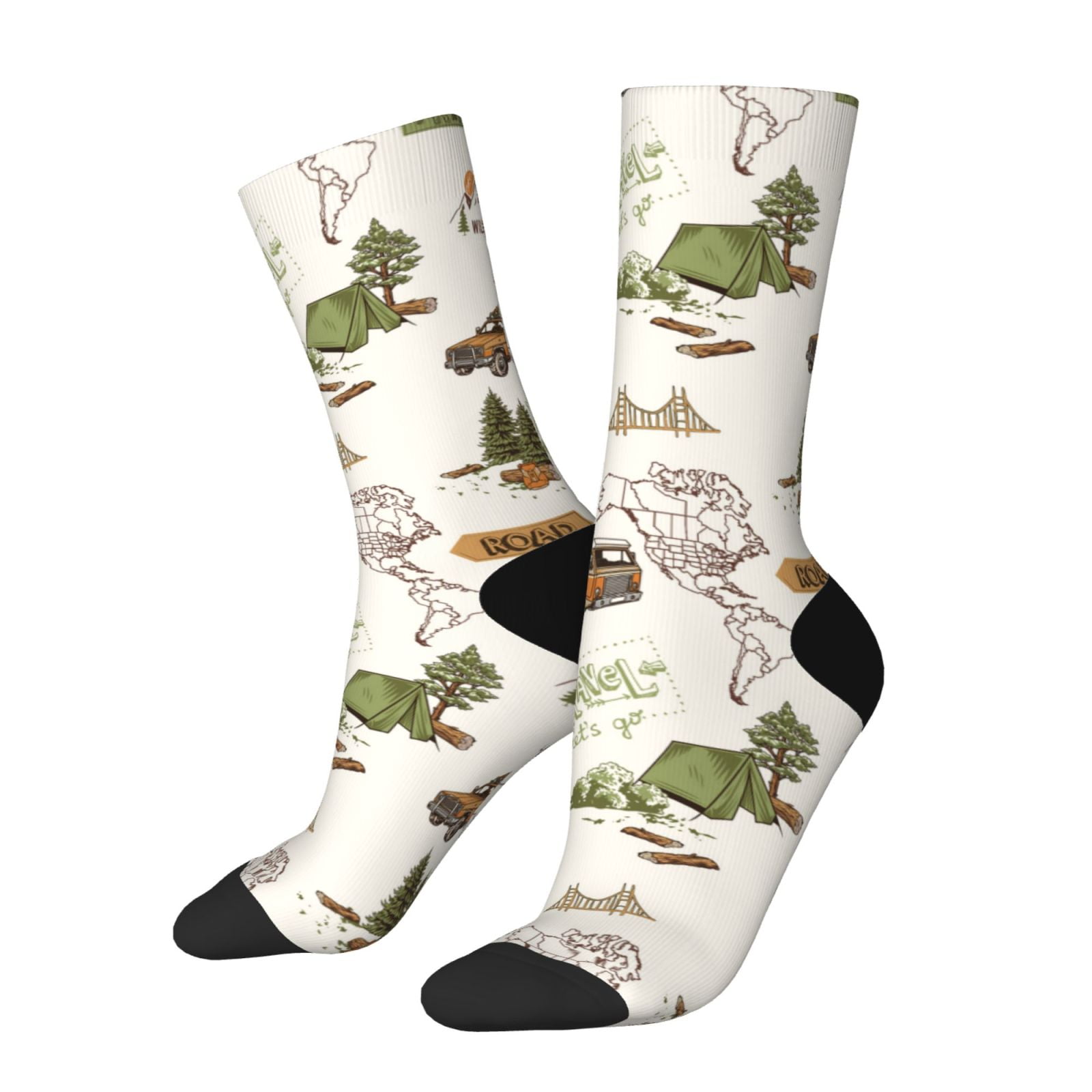 Picia Road Trip Print Athletic Socks for Men & Women – Cushioned ...