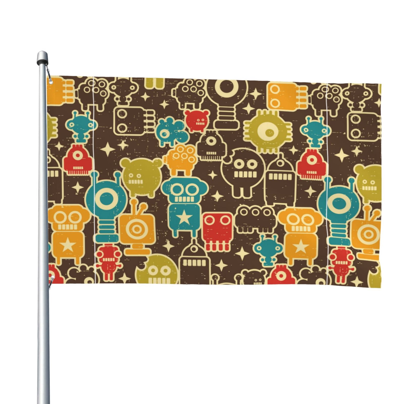 Picia Robot and Monsters Printed Flag ,Robot and Monsters Pattern ...