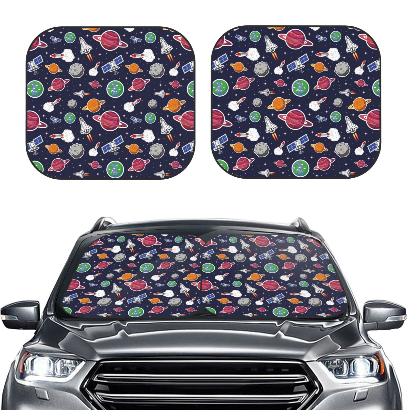 Picia Rocket Satellite 2 Piece Car Windshield Sun Shade Foldable ...