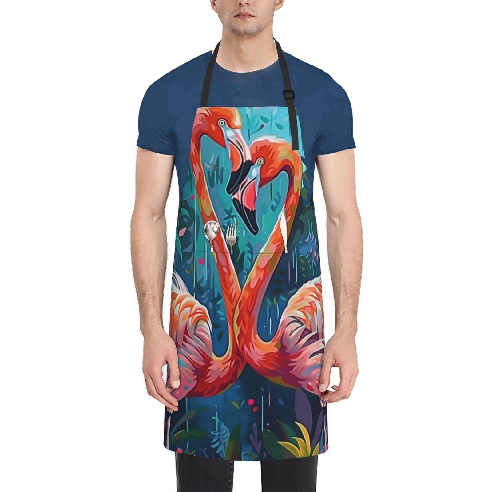 Picia Romantic Flamingo Pair Waterproof Apron for Unisex Adult ...