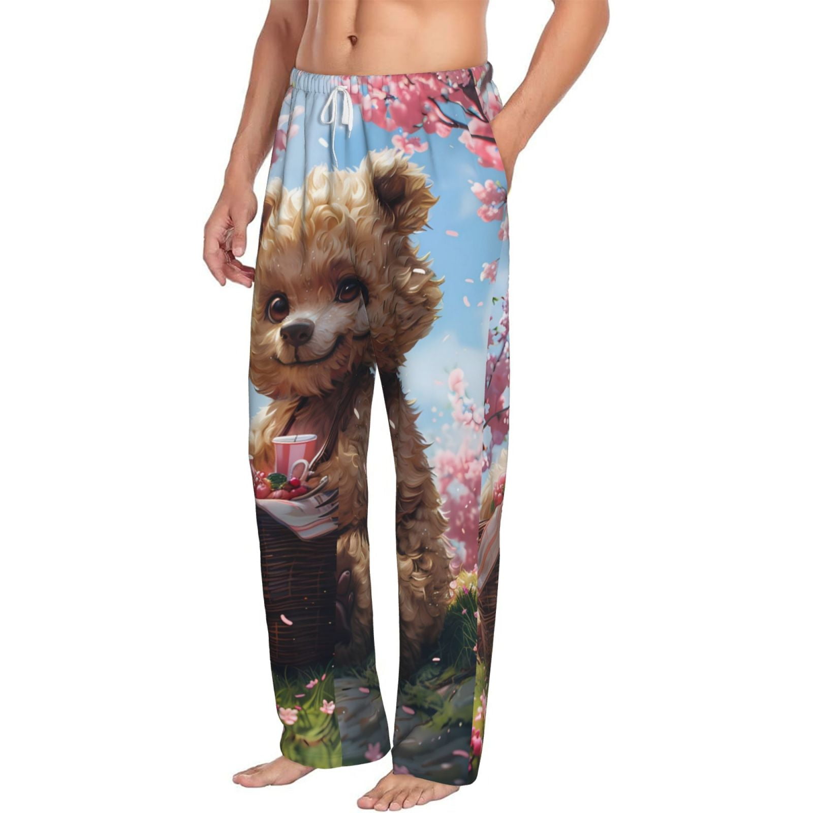 Picia Romantic Floral Bear Mens Soft Woven Cotton Elastic Waistband ...