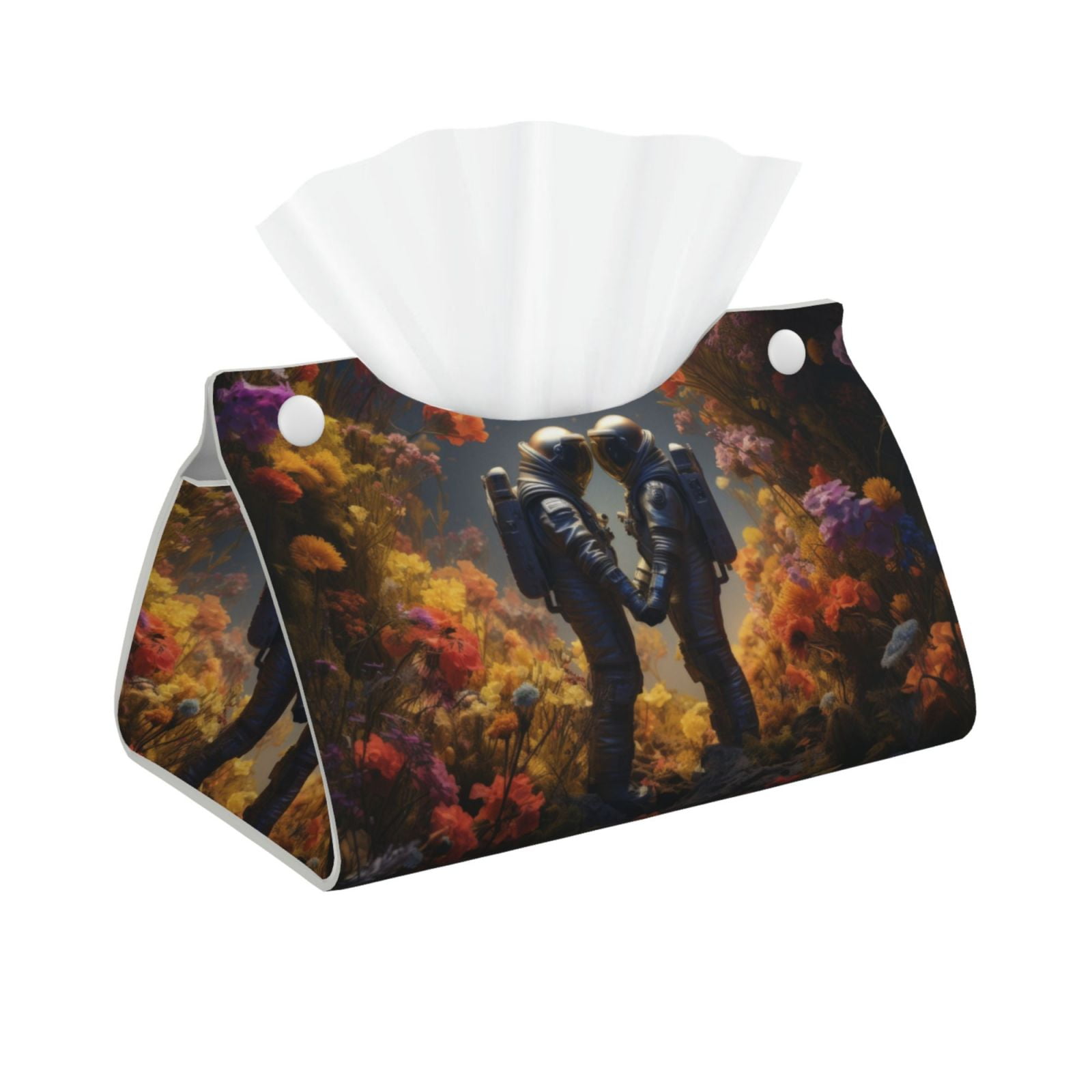 Picia Romantic Flower Astronaut Couple Pattern Long Tissue Box Cover ...
