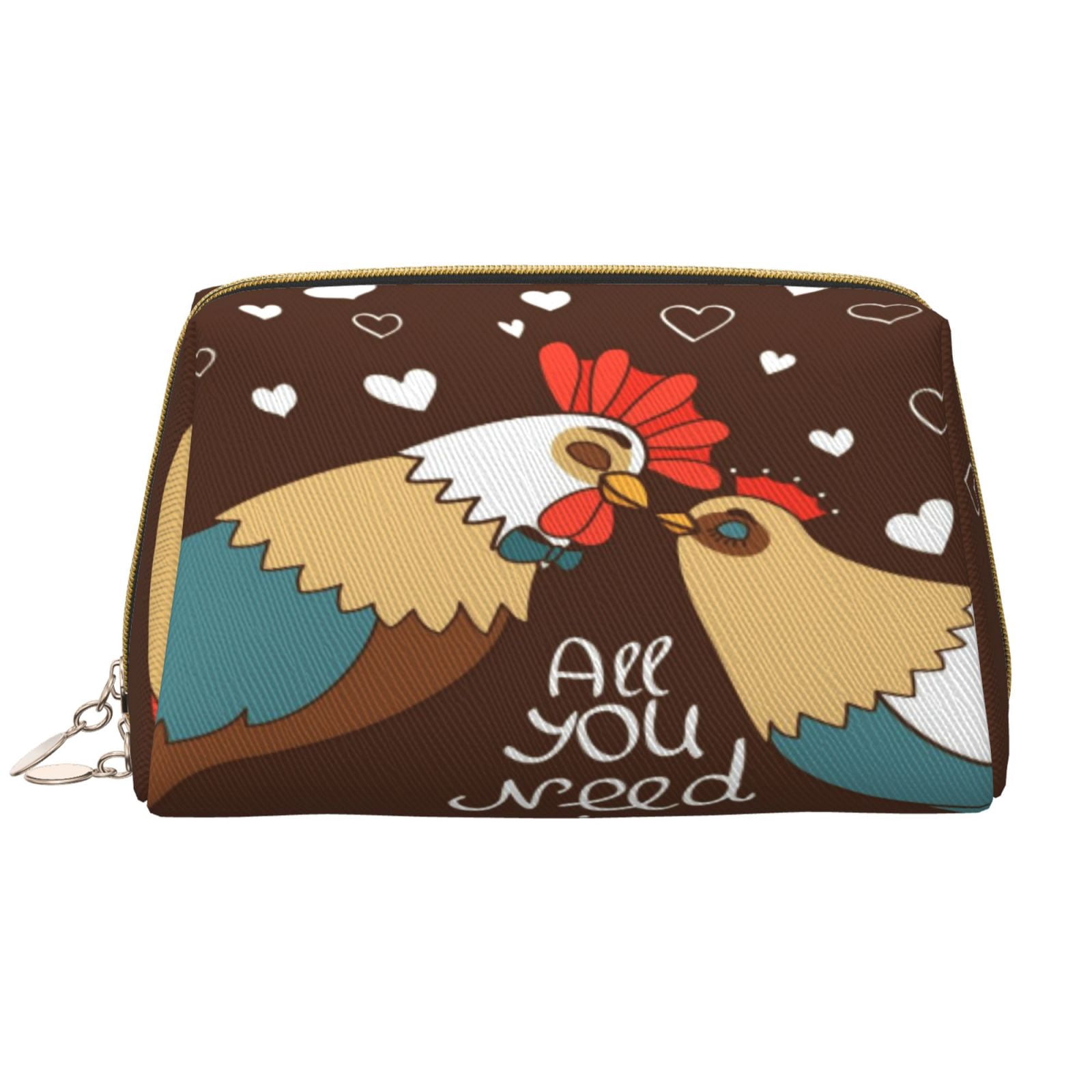 Picia Rooster And Chicken Print Leather Makeup Bag Make Up Bag Travel ...
