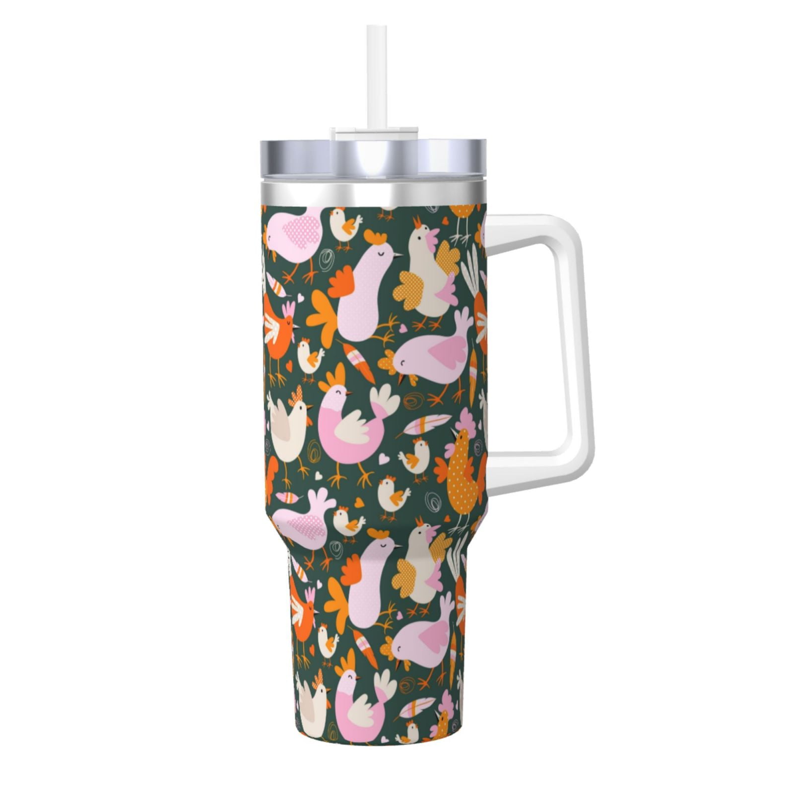 Picia Roosters and Chicks Pattern 40oz Ice Bully Insulated Tumbler with ...