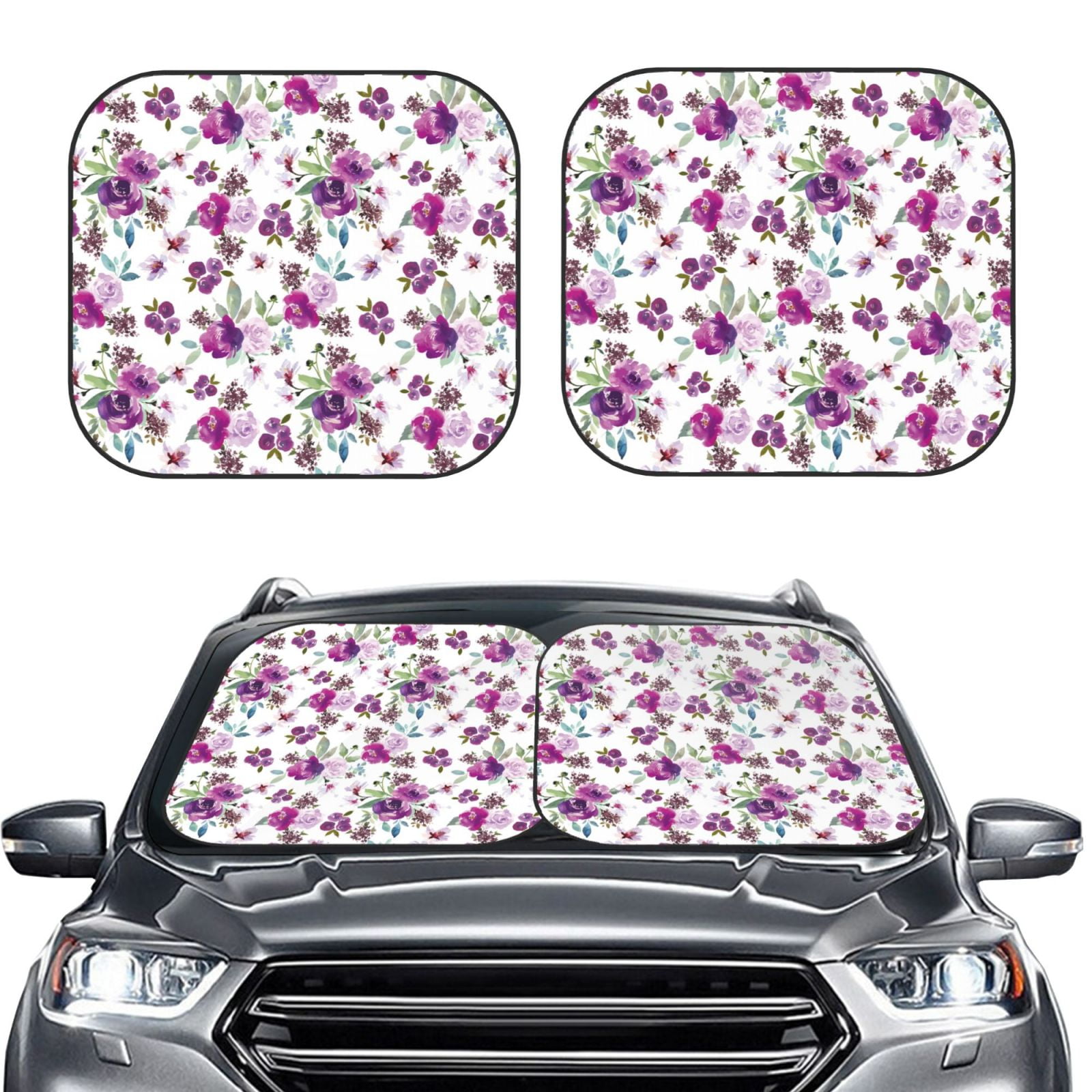 Picia Rose Flowers 2 Piece Car Windshield Sun Shade Foldable | Foldable ...